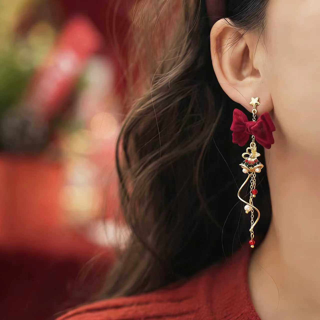 Christmas Bell Pearl Drop 925 Silver Earrings | BOCOS JEWELRY ...